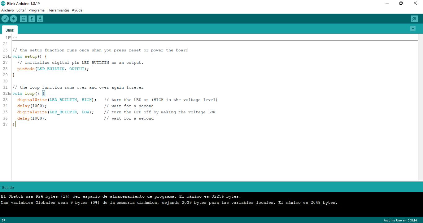 Ejemplo Blink (parpadeo) - Bitácora